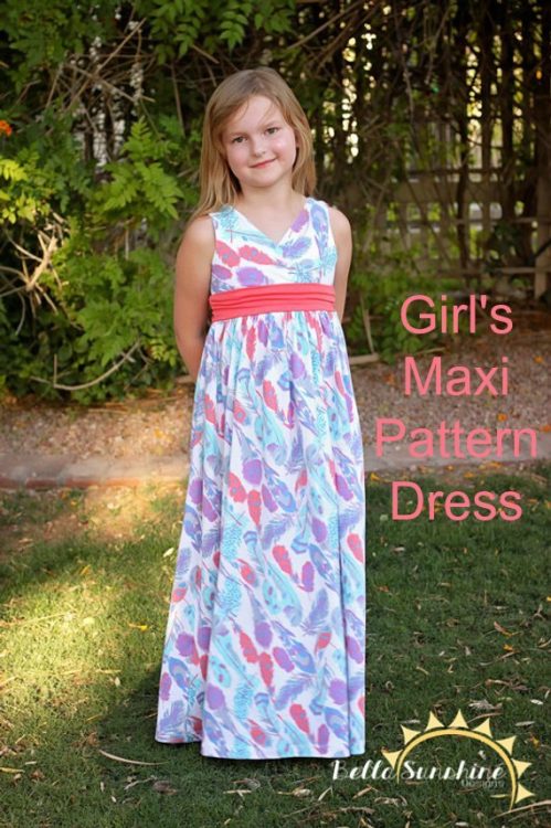 Amelia girls wrap front maxi dress pattern - Sew Modern Kids