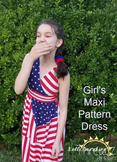Amelia girls wrap front maxi dress pattern - Sew Modern Kids