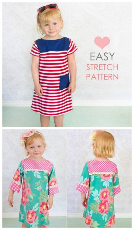 Easy Stretch Dress Pattern in multiple sizes - Sew Modern Kids