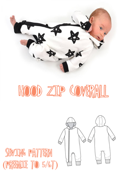 Hood Zip Coverall sewing pattern (preemie to 5/6T) - Sew Modern Kids