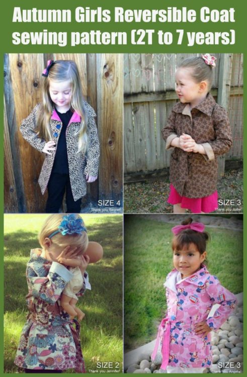 Autumn Girls Reversible Coat sewing pattern (2T to 7 years) - Sew ...