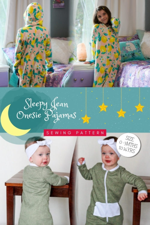 Sleepy Jean Onesie Pajamas sewing pattern (0-3mths to14yrs) - Sew ...