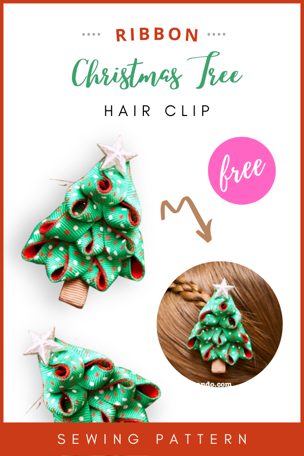 Ribbon Christmas Tree Hair Clips FREE sewing tutorial - Sew Modern Kids