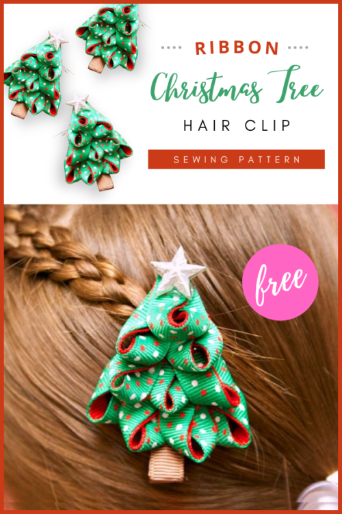 Ribbon Christmas Tree Hair Clips FREE sewing tutorial - Sew Modern Kids