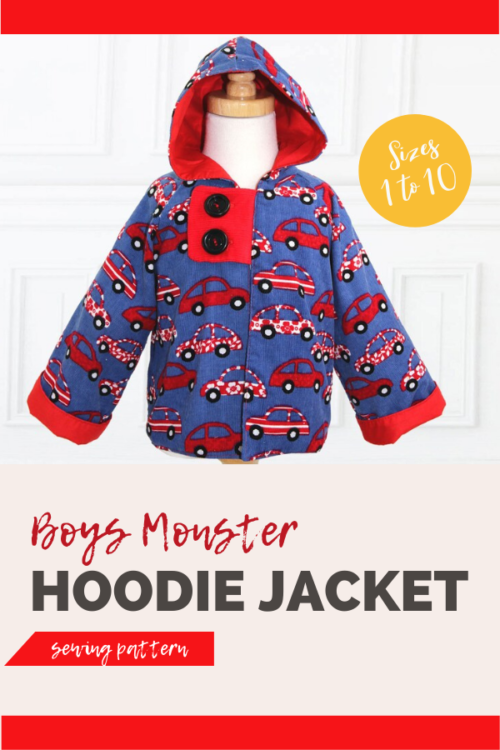 Boys Monster Hoodie Jacket sewing pattern (Sizes 1 to 10) - Sew Modern Kids
