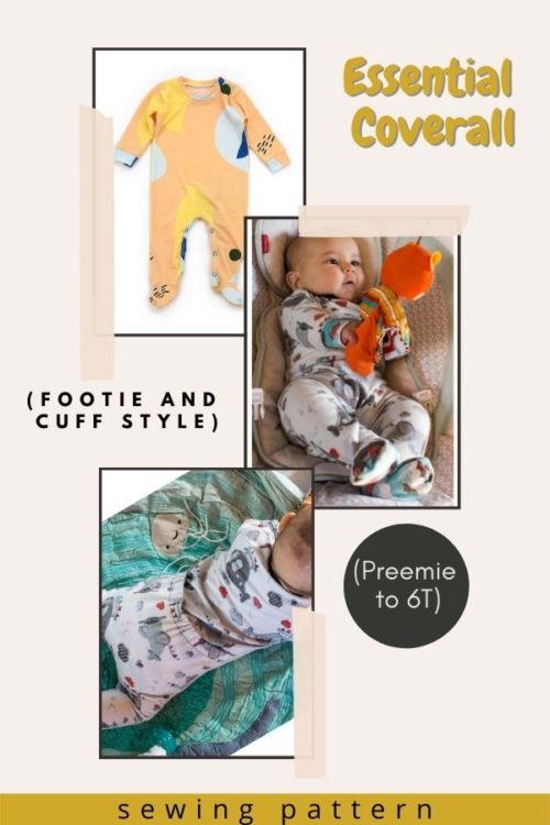 Essential Coverall (footie and cuff style) sewing pattern (Preemie to ...