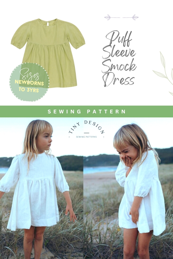 Puff Sleeve Smock Dress sewing pattern (Newborn to 12 years) - Sew ...