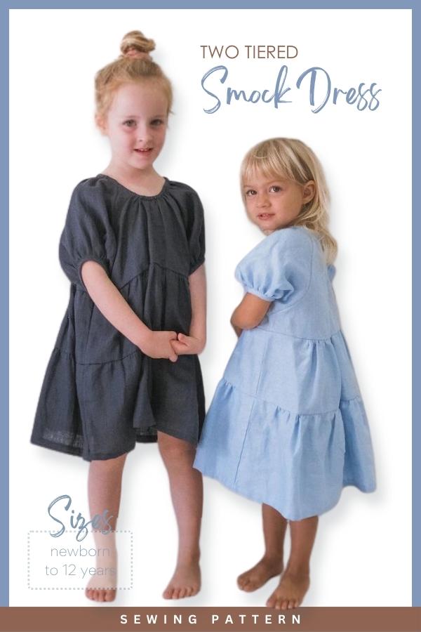 Two Tiered Smock Dress sewing pattern (Newborn to 12yrs) - Sew Modern Kids